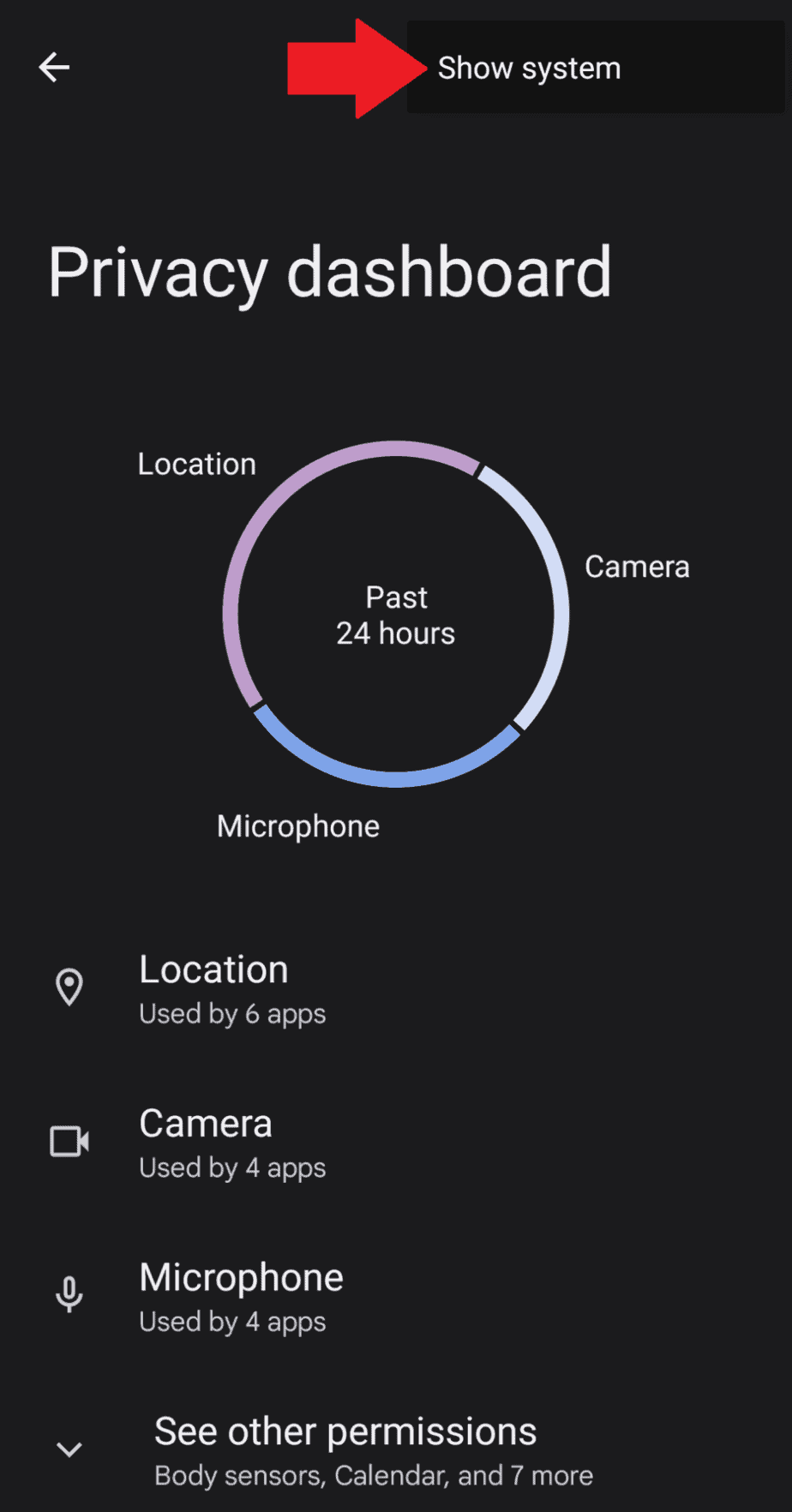 How to access privacy dashboard in Android 12